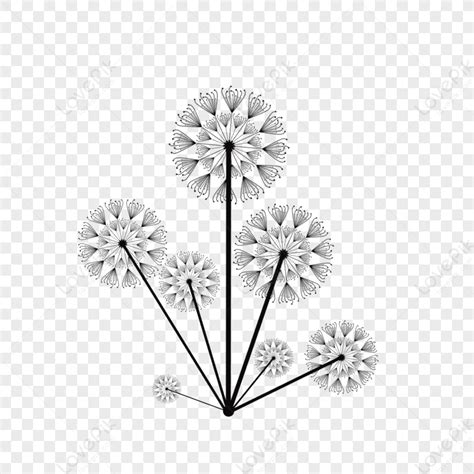 손으로 그린 선 그리기 일러스트 민들레 소꽃들클립 아트 Png 일러스트 무료 다운로드 Lovepik