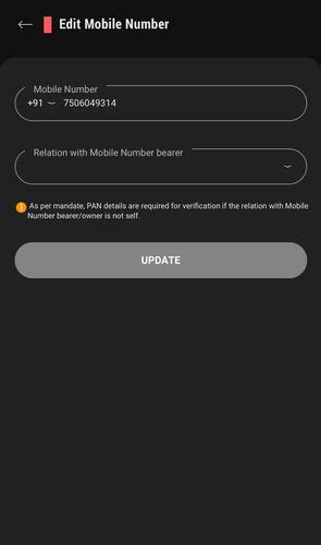 How To Update My Mobile Number On The App