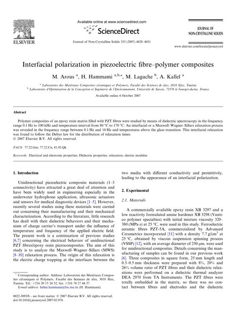 Pdf Interfacial Polarization In Piezoelectric Fibrepolymer Composites