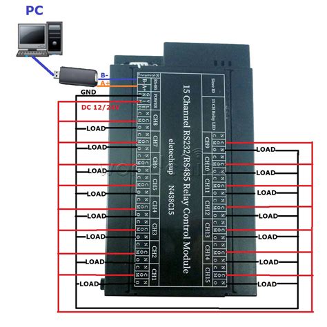 Buy 15 Way Rs485 Rs232 Modbus Rtu Relay Plc Do Pc Uart Serial Port Switch Controller Online At