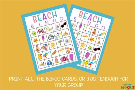 6 Beach Bingo Cards Beach Themed Bingo Beach Party Idea Summer