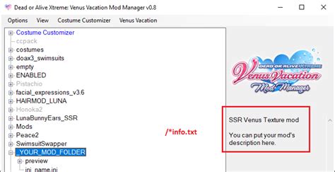 Venus Vacation Mod Manager V1 4 Mod Maker V0 7 Dead Or Alive Xtreme Venus Vacation LoversLab