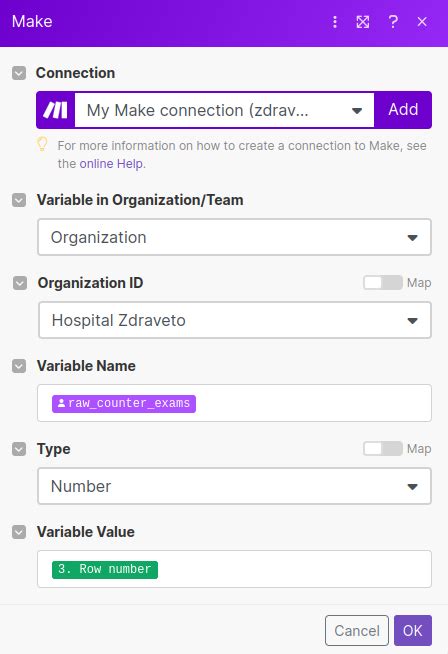 error updating organization variable through the make module