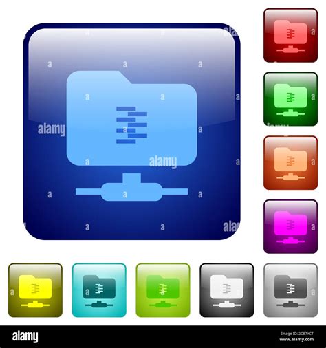 Ftp Compression Icons In Rounded Square Color Glossy Button Set Stock Vector Image And Art Alamy