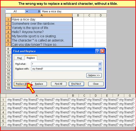 tom s tutorials for excel finding and replacing wildcards tom urtis