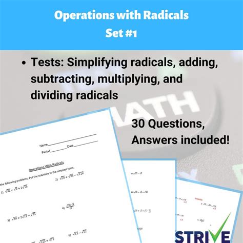 Operations With Radicals Set 1 Literal Equations Simplifying