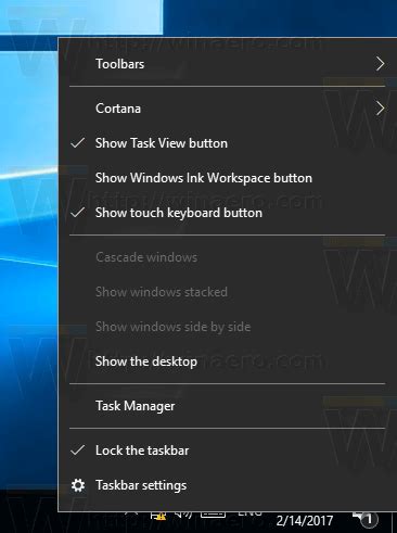 Disable Taskbar Search Box In Windows Creators Update