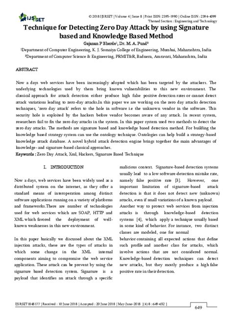 Pdf Technique For Detecting Zero Day Attack By Using Signature Based