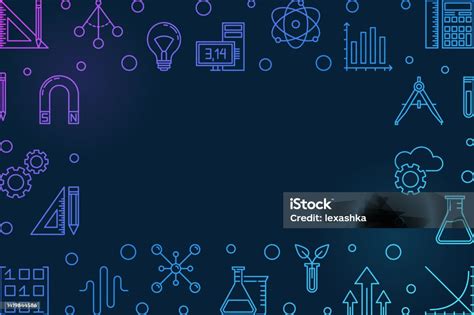 Stem Blue Horizontal Frame Vector Education Bright Illustration Stock Illustration Download