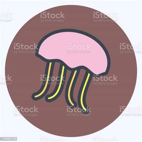 아이콘 젤리 피쉬 해산물 기호에 적합합니다 컬러 메이트 스타일 편집 가능한 간단한 디자인 디자인 템플릿 벡터 간단한 그림 개념에