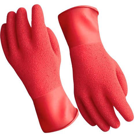 Kubi Textured Heavyweight Dry Gloves Red Dirdirect