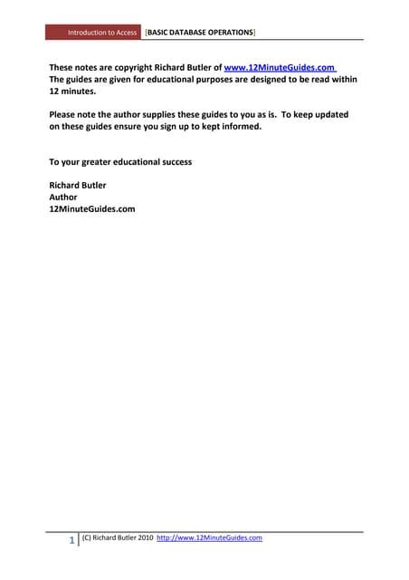 creating a basic database access 2007 ecdl pdf