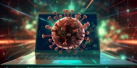 Premium Ai Image Computer Screen Showing An Installing Update Notification With A Virus Symbol