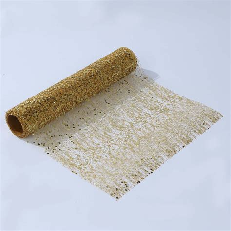 Sequin Mesh Table Runner 11x108 Gold Efavormart