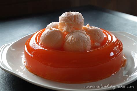 Classic Orange Sherbet Gelatin Mid Century Menu