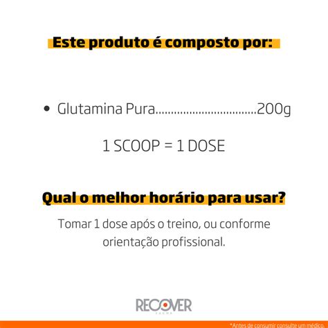 Glutamina Pura 200g Recuperação Muscular E Bem Estar Recover Farma