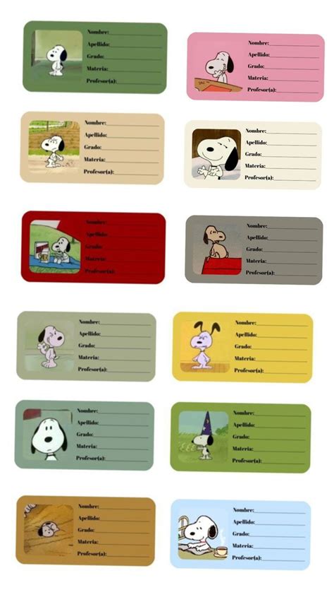 10 Etiquetas Escolares De Snoopy Para Editar E Imprimir Gratis En 2025