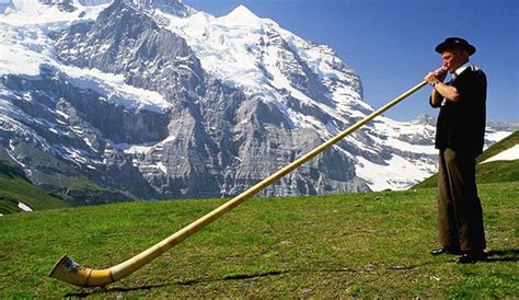 The Alphorn Or Alpenhorn Is A Labrophone Consisting Of Wooden Natural