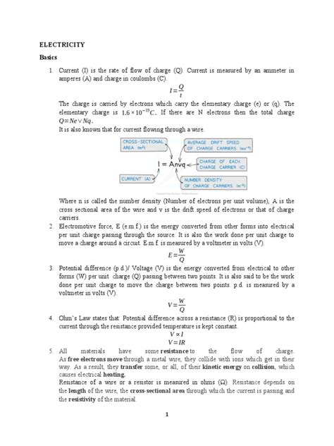 Electricity Notes Pdf Voltage Electrical Resistance And Conductance