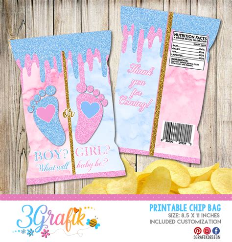 Gender Reveal Chip Bag Gender Reveal Party Gender Reveal Chips