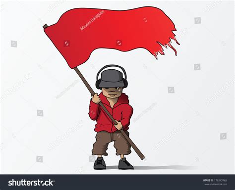 Man Red Flag Cartoon Illustration Rasterized ภาพประกอบสตอก 179243765 Shutterstock