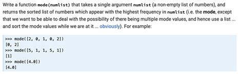 solved write a function mode numlist that takes a single