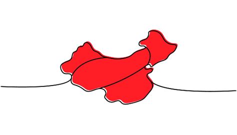 중국 실루엣은 한 줄 연속 그리기를 채색했습니다 중국 국가 실루엣 연속 한 줄 다채로운 그림입니다 0명에 대한 스톡 벡터 아트