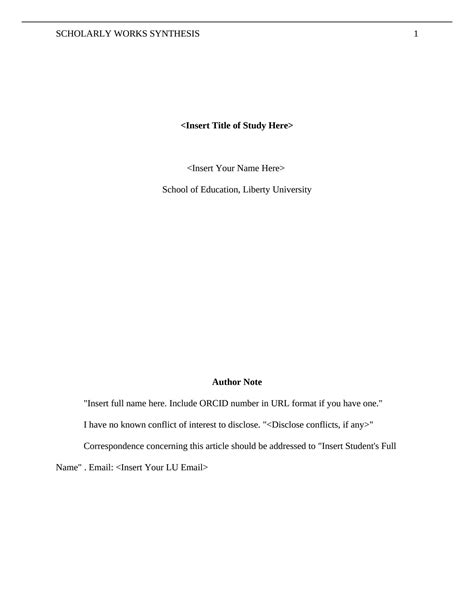 Solution Educ 850 Liberty University Scholarly Works Synthesis