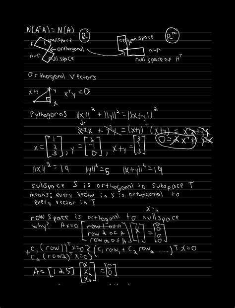 Orthogonal Vectors And Subspaces Ncaa Nca Rrowspace Cogymnspace Nurjisrptiesomnuuspiie At