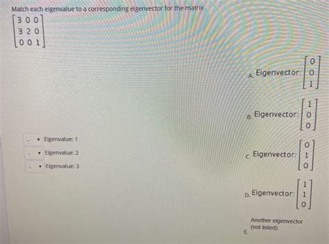 Solved Match Each Eigenvalue To A Corresponding Eigenvector