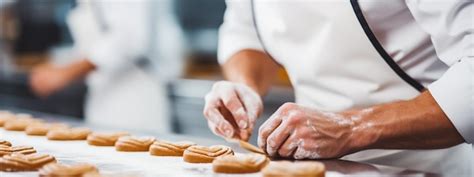 A Man Is Cutting A Pastry On A Cutting Board Premium Photo