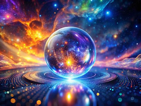 Cosmic Data Sphere A Surreal Orb Of Binary Code Suspended In A Vibrant