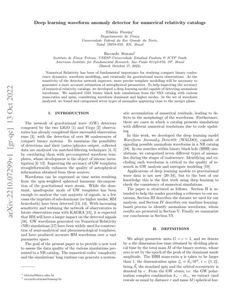 Pdf Deep Learning Waveform Anomaly Detector For Numerical Relativity