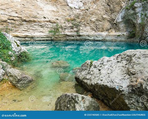 Exsurgence Of Fontaine De Vaucluse At A High Level And Overflowing