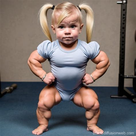 Jaden The Blonde 1 Year Old Bodybuilder Flexing Her Large Veiny Biceps
