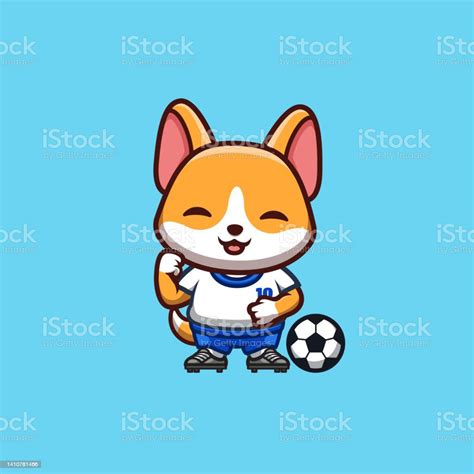 코기 축구 귀여운 크리에이티브 카와이 만화 마스코트 로고 축구에 대한 스톡 벡터 아트 및 기타 이미지 축구 감정 건강한 생활방식 Istock