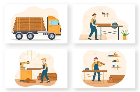 8 Tree Cutting And Timber Illustration By Denayunethj Thehungryjpeg