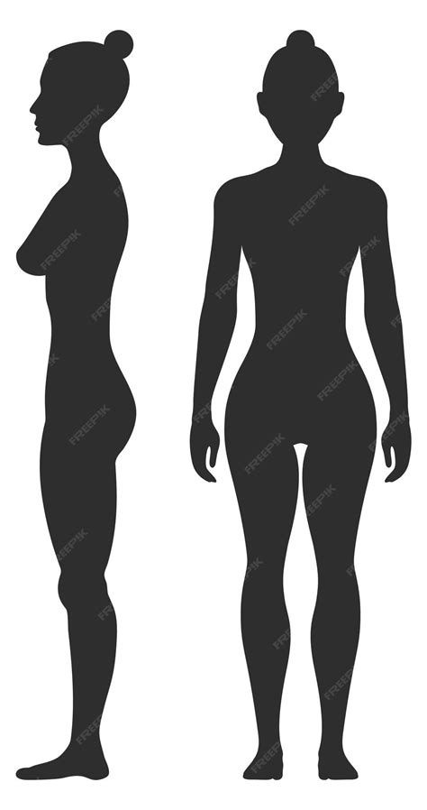 Premium Vector Woman Front And Side View Female Black Figure Isolated