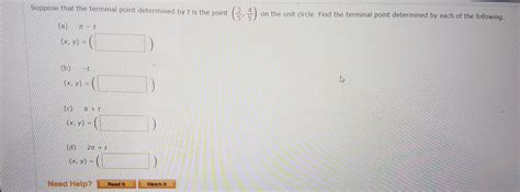 Solved Suppose That The Terminal Point Determined By T Is Chegg Com