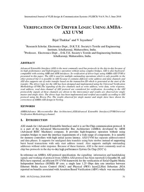 Verification Of Driver Logic Using Ambaaxi Uvm Pdf System On A Chip