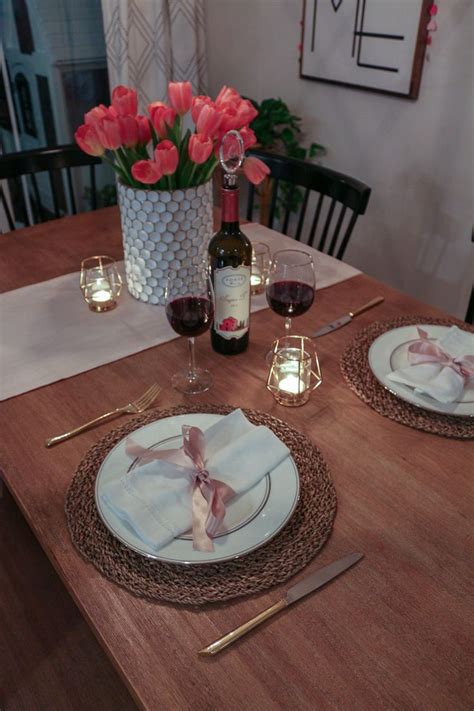 Romantic Home Date Night Valentines Day Tablescape Romantic Dinner