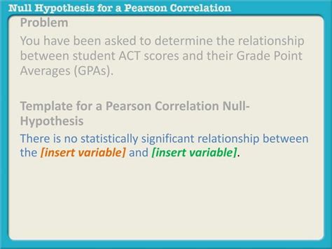 Null Hypothesis For Pearson Correlation Ppt