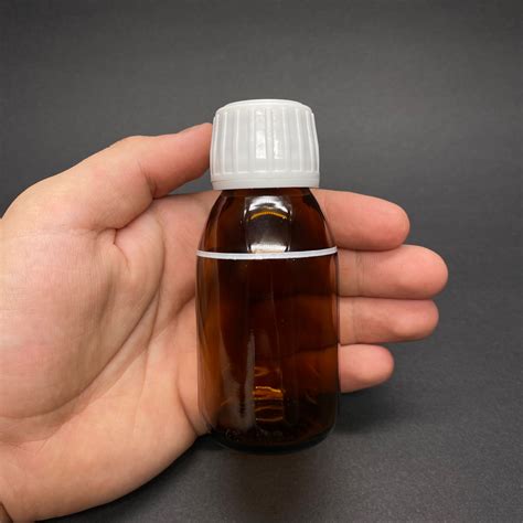 75 Cc Çİzgİlİ Amber Cam ŞİŞe Beyaz Ecza Kapakli 28 Pp 75 Ml Şurup ŞİŞesİ