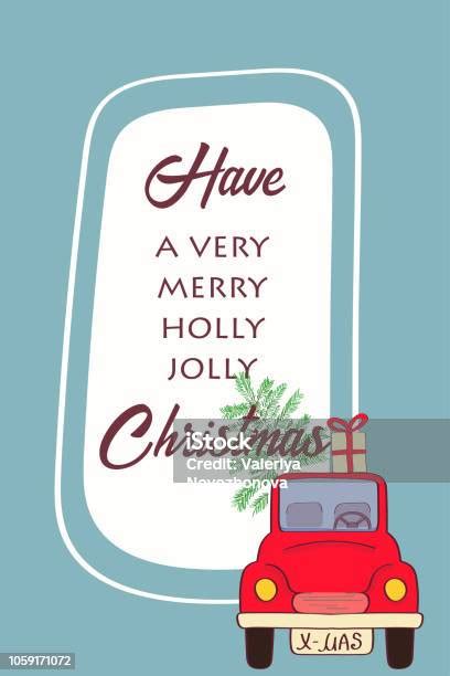 손으로 그린된 크리스마스 카드입니다 기쁜 성 탄과 새 해 인쇄 술입니다 귀여운 휴일 인사말 카드 초대장 포스터와 템플릿 벡터 일러스트입니다 12월에 대한 스톡 벡터 아트 및