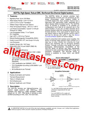 ISO7760 Datasheet PDF Texas Instruments