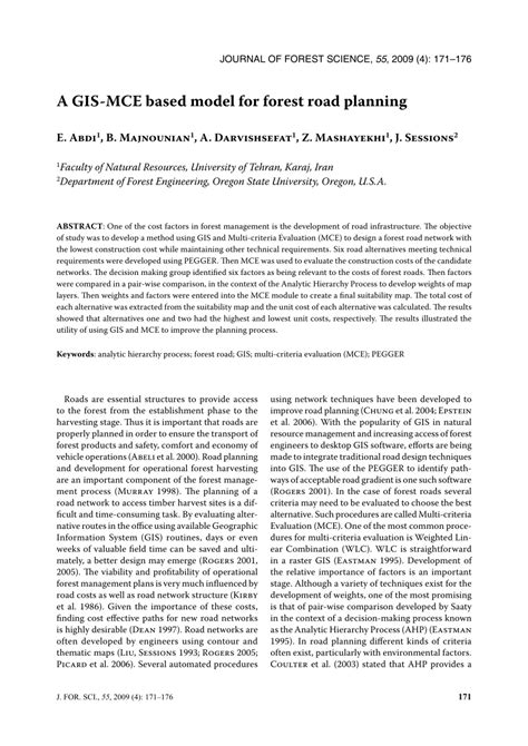 Pdf A Gis Mce Based Model For Forest Road Planning