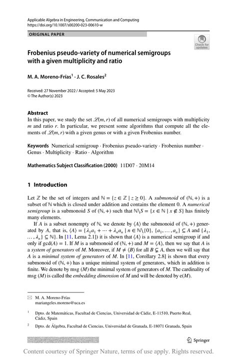 pdf frobenius pseudo variety of numerical semigroups with a given