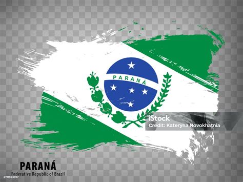 브러시 스트로크에서 국가 Parana의 국기 브라질 연방 공화국 웹 사이트 디자인 앱 Ui에 대한 투명한 배경에 깃발 Parana를 흔들고 있습니다 브라질 주당순이익10 0
