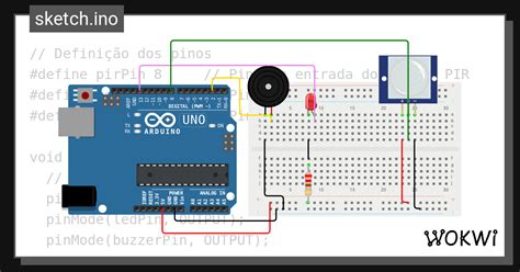 Sensor PIR Buzzer E LED Wokwi ESP32 STM32 Arduino Simulator