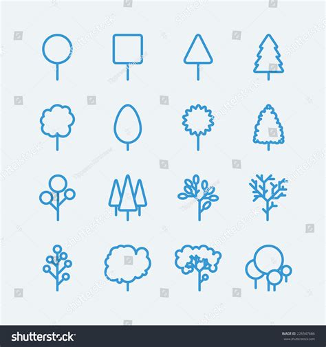 Tree Line Icons Vector Eps Stock Vector Royalty Free
